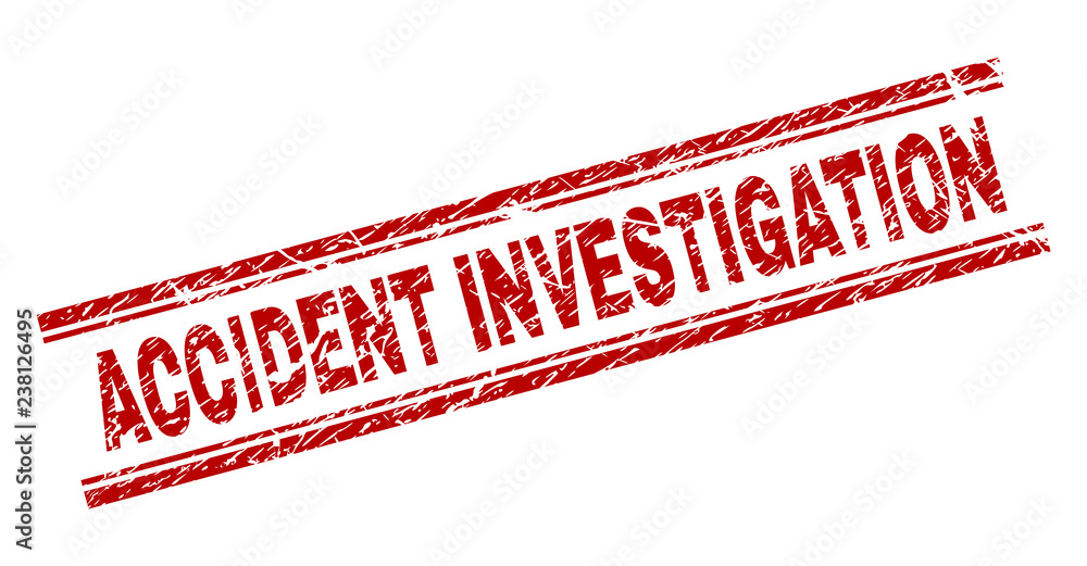 ACCIDENT INVESTIGATION seal watermark with distress texture. Red vector ...
