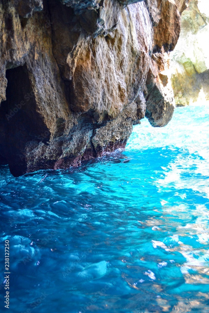 Famous natural limestone arch of the Blue Grotto is a number of sea ...