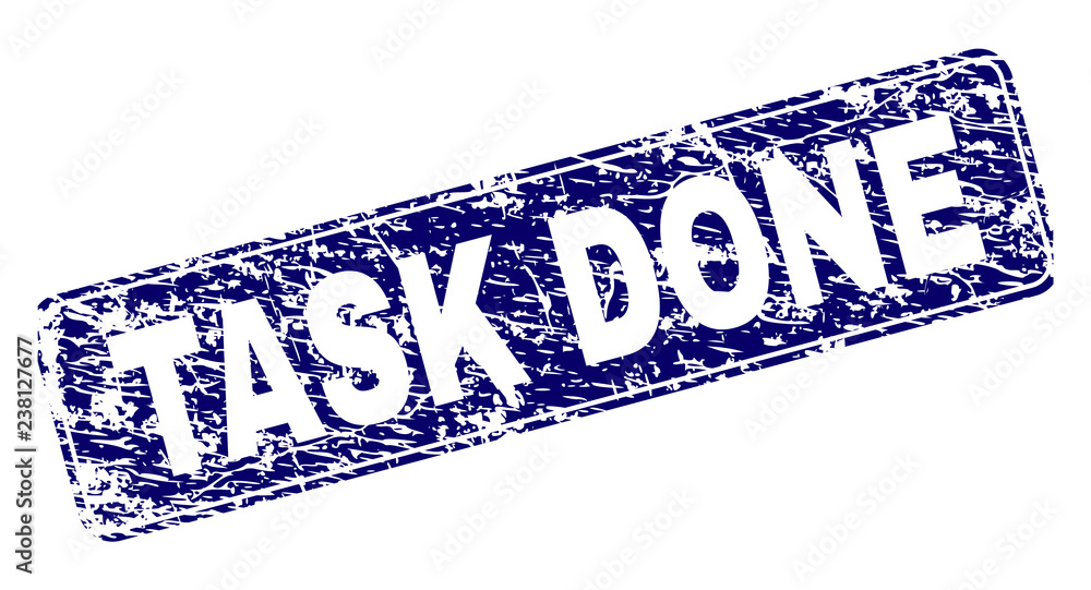 TASK DONE stamp seal print with distress texture. Seal shape is a ...