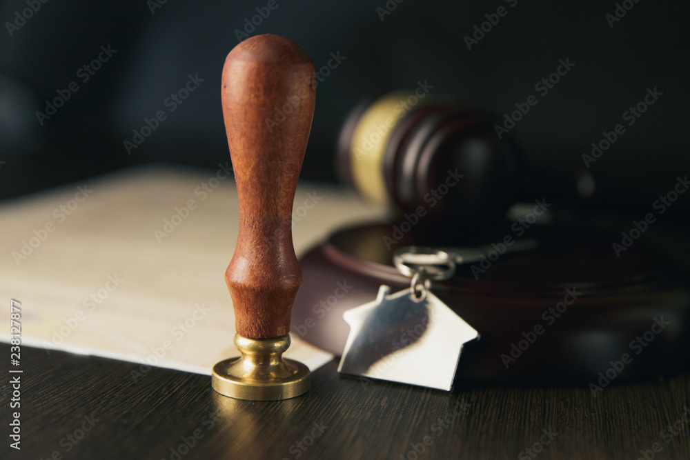 Notary's public pen and stamp on testament and last will. Notary public ...