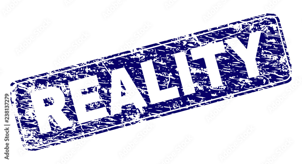 REALITY stamp seal print with grunge texture. Seal shape is a rounded ...