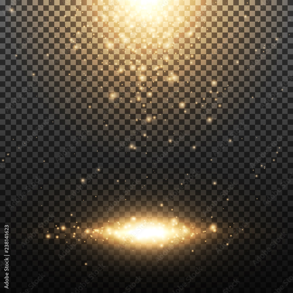 Gold glitter particles. Lights effect isolated on transparent ...