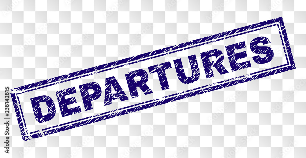 DEPARTURES stamp seal print with rubber print style and double framed ...