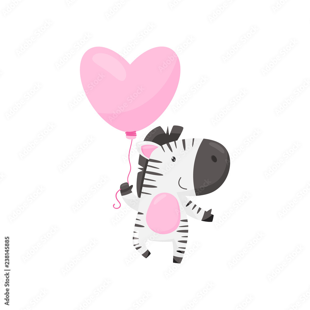 Pink And White Zebra Heart