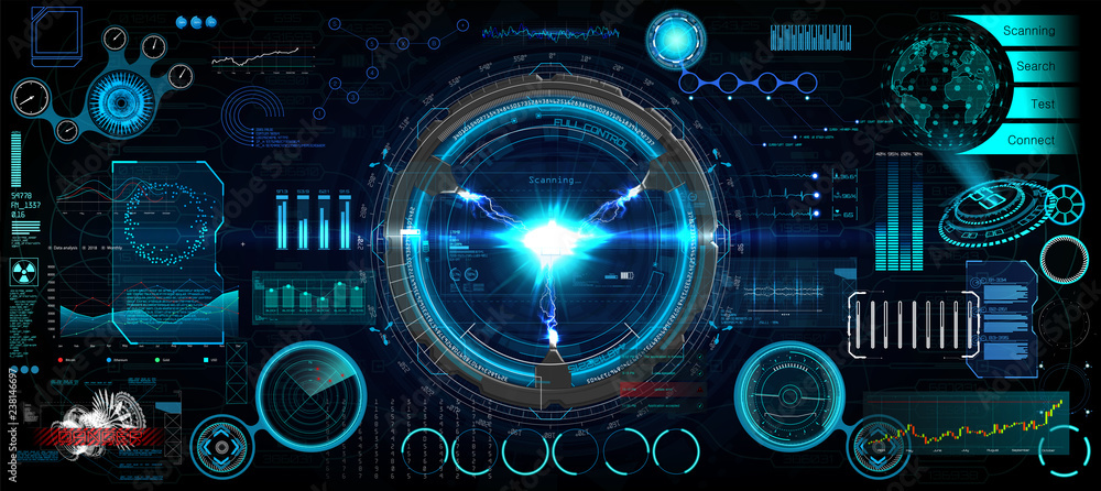 Head-Up Interface set for GUI, UI, UX design. HUD style, Technology ...