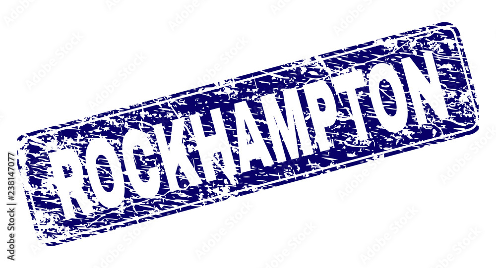 ROCKHAMPTON stamp seal print with distress texture. Seal shape is a ...