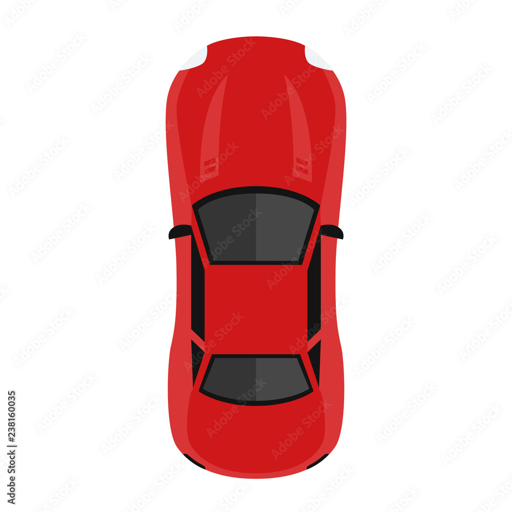 Car from above, top view. Cute cartoon car with shadows. Modern urban ...