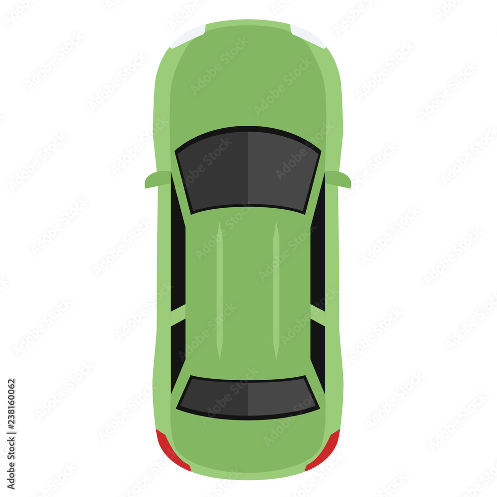 Car from above, top view. Cute cartoon car with shadows. Modern urban ...