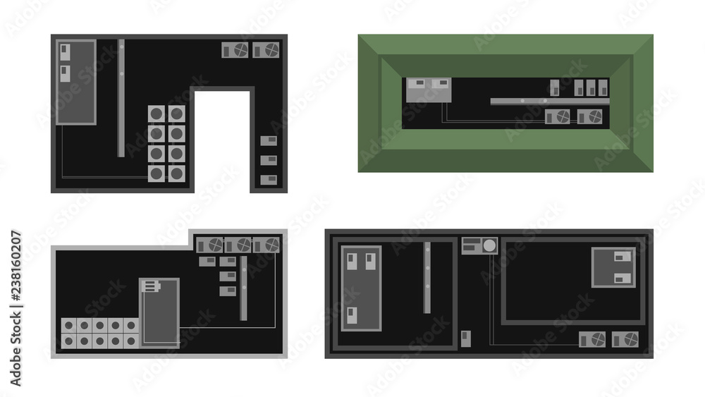 Set of buildings from above, top view. Realistic modern houses isolated ...