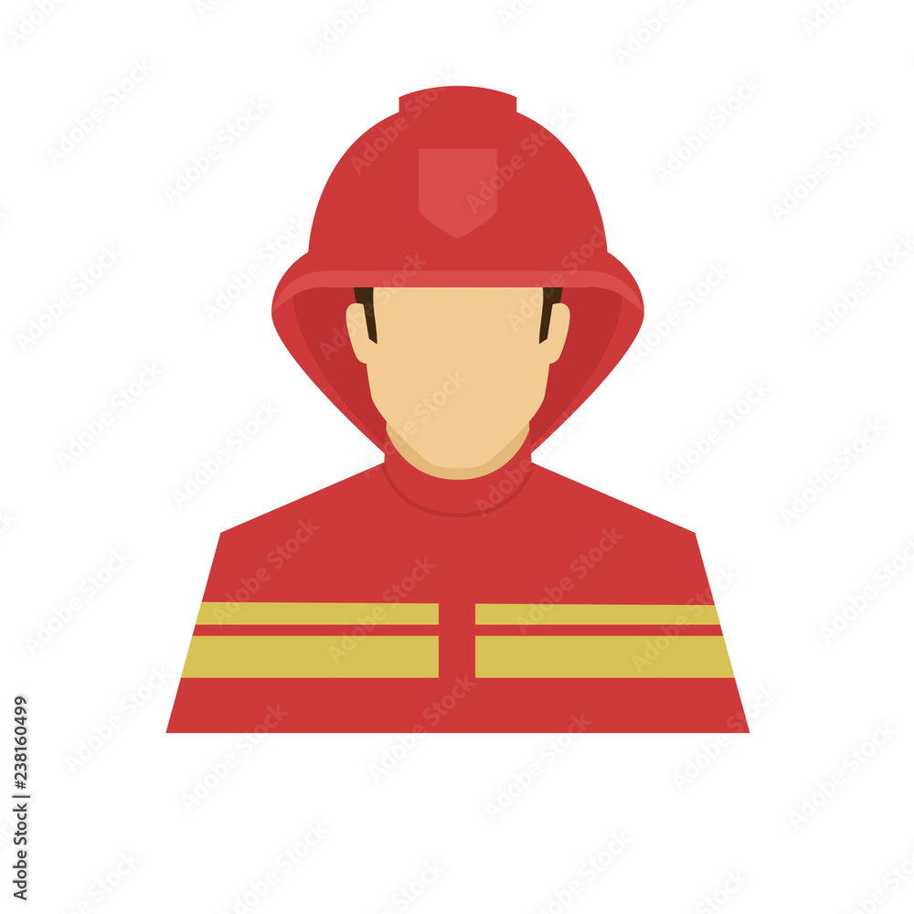 Fireman avatar icon. Profession logo. Male character. A man in ...