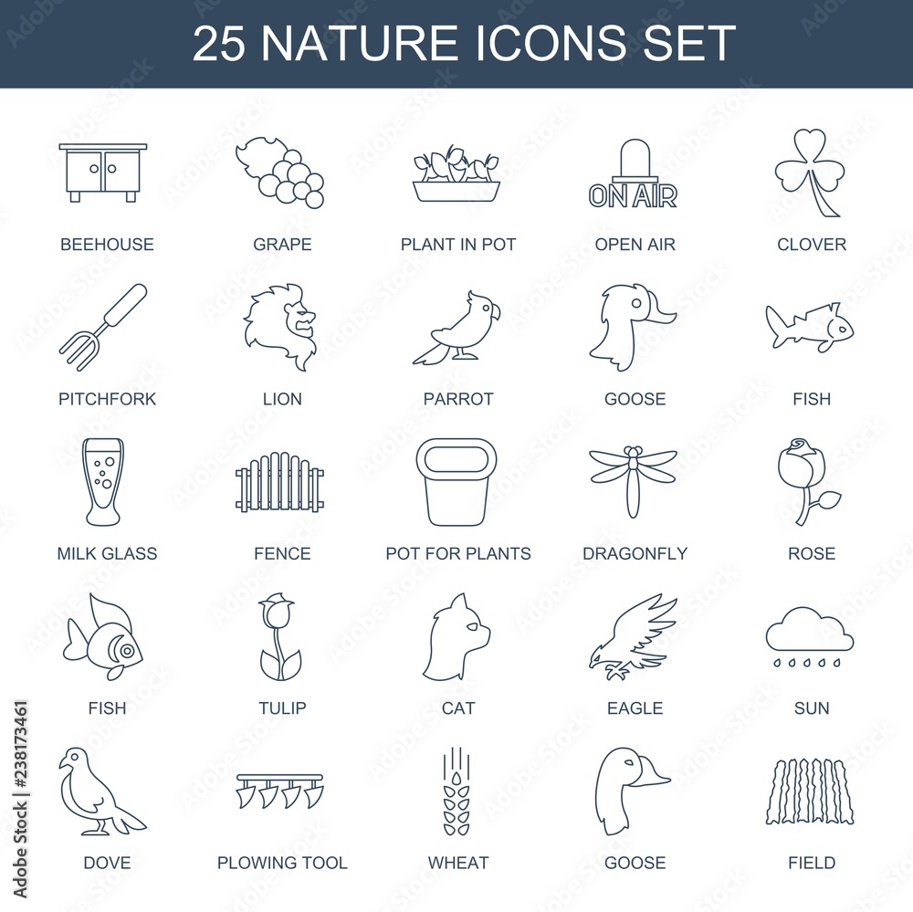 nature icons. Trendy 25 nature icons. Contain icons such as beehouse ...