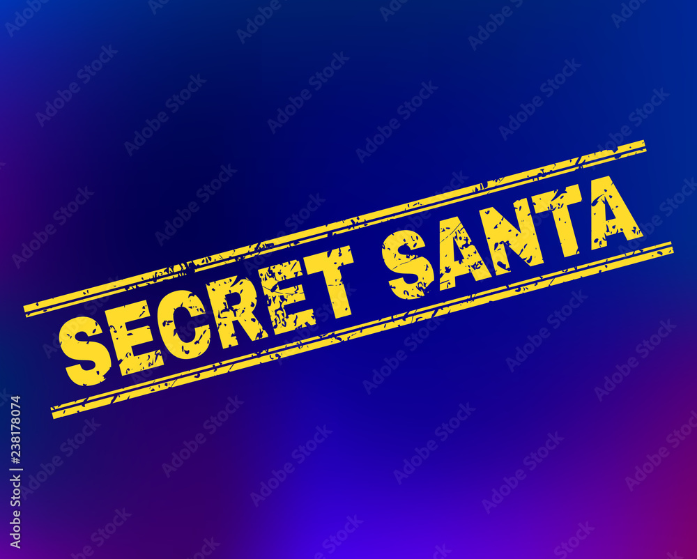 Grunge Secret Santa stamp seal on complex gradient background. Vector ...