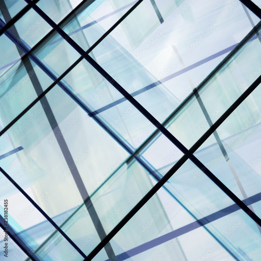 Structural glass ceiling / wall. Double exposure photo of transparent ...