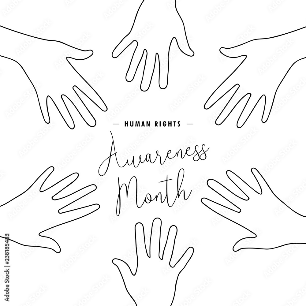 Human Rights Day card of people hands together Stock Vector | Adobe Stock