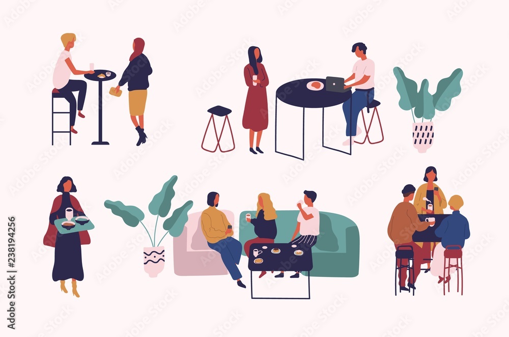 Group Of People Talking At Table Cartoon