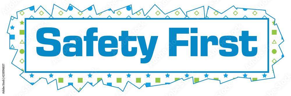 Safety First Green Blue Texture Random Shapes Horizontal Stock ...