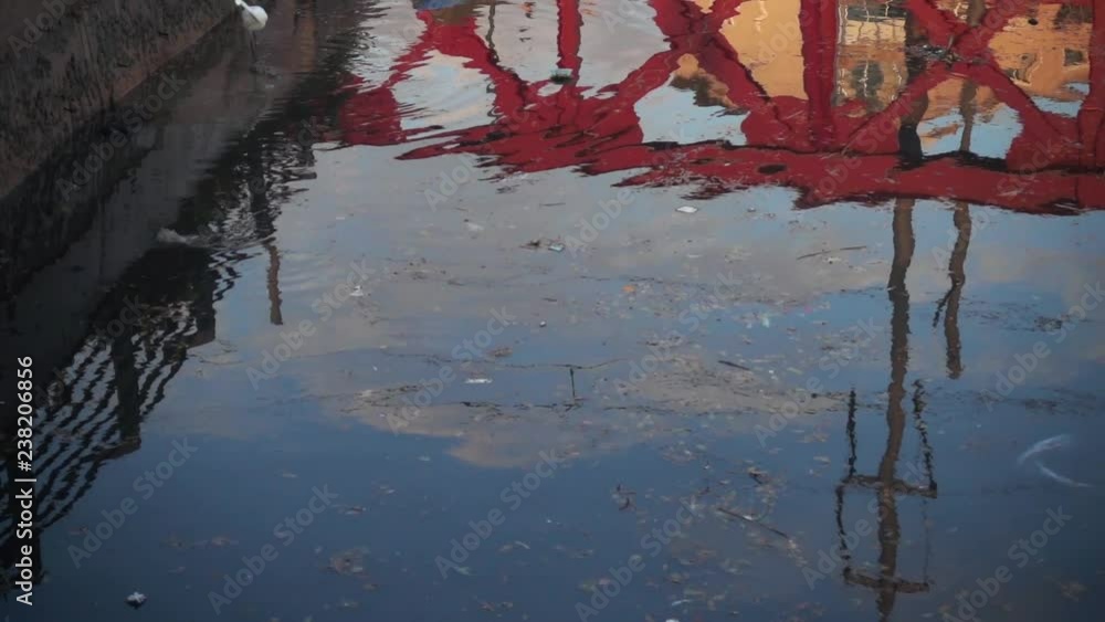 Trash and garbage floating on the surface of the water. Water pollution ...