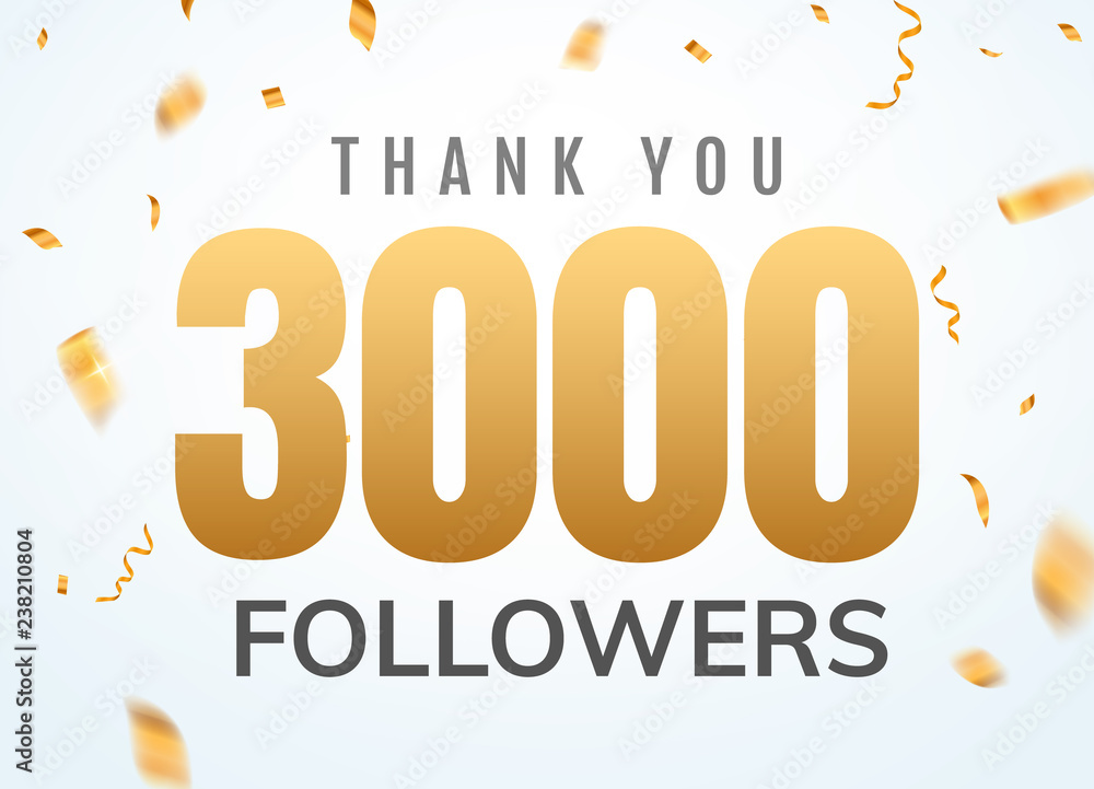 Thank you 3000 followers design template social network number ...