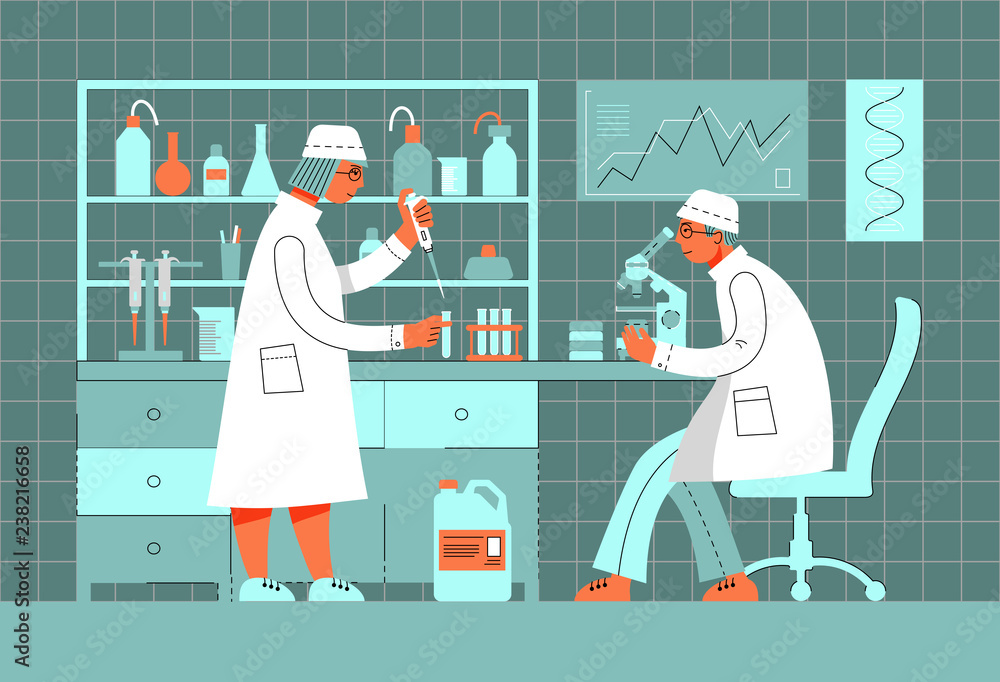 Biological laboratory. Laboratory assistants work in the laboratory ...