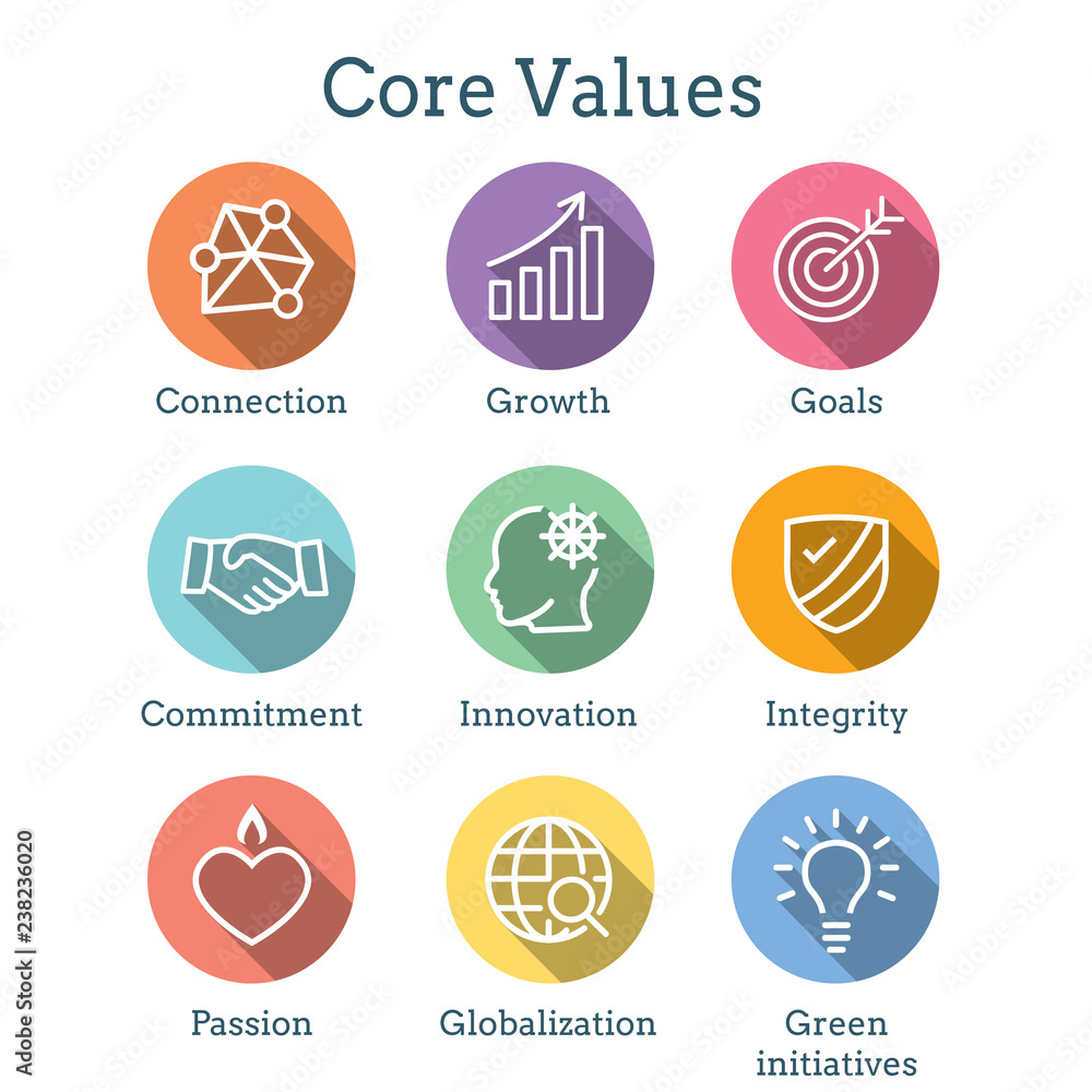 Core Values Outline / Line Icon Conveying Integrity - Purpose Stock ...