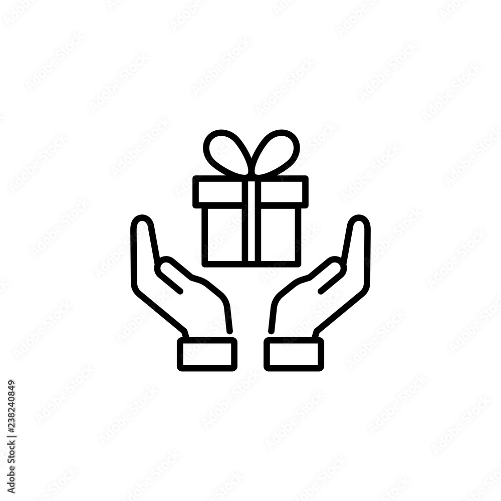gift in hand arm giving line icon Stock Vector | Adobe Stock