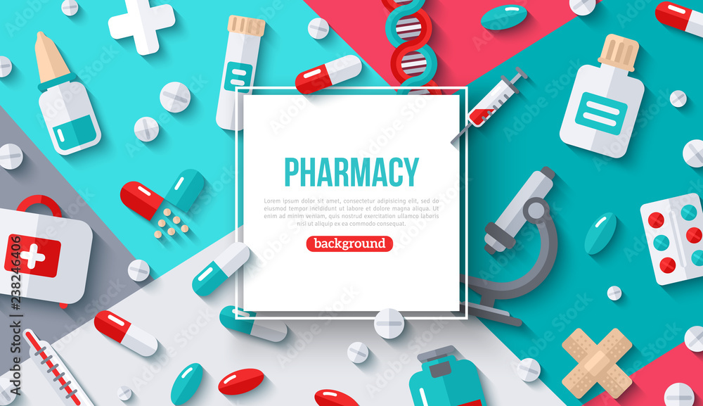 Pharmacy Banner Square Frame Stock Vector | Adobe Stock