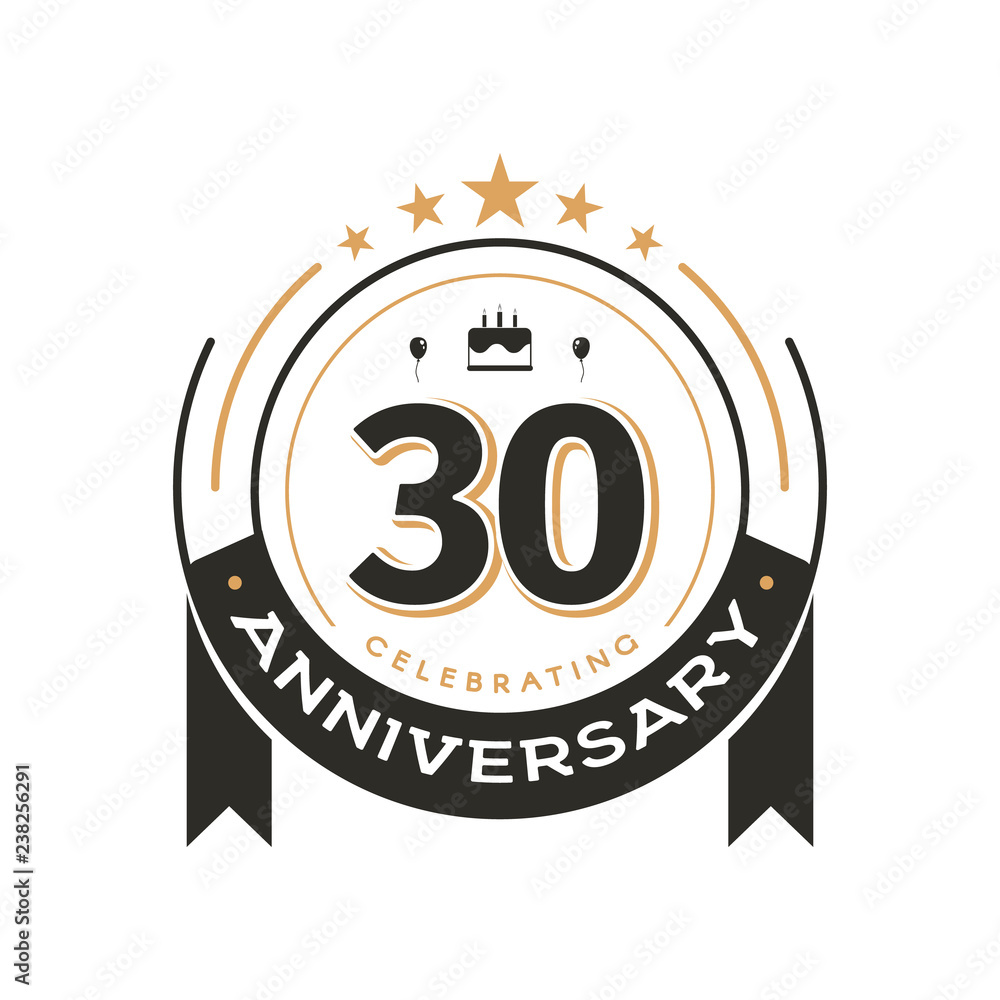 Birtday vintage logo template to 30 th anniversary circle retro ...