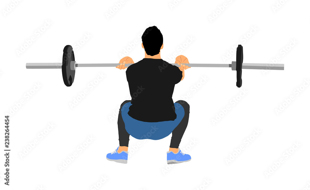 Weightlifter in gym vector illustration isolated on white background ...