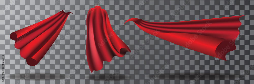 Cartoon super hero cape collection with transparent shadows. Eps10 ...