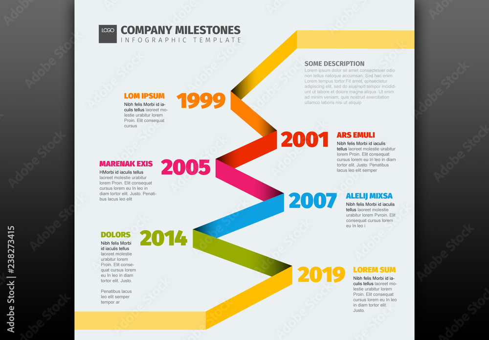 Zig-Zag Timeline Infographic Layout Stock Template | Adobe Stock