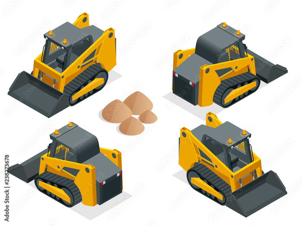Photo & Art Print Isometric tracked Compact Excavators, Golden Sikorka