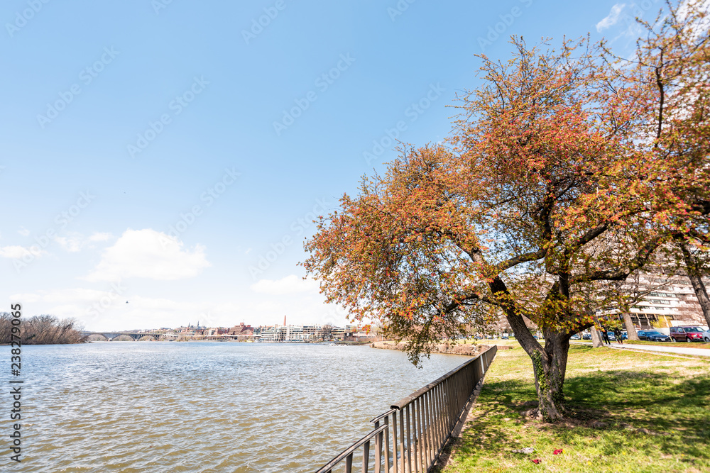 Washington DC, USA Georgetown and Foggy Bottom riverside view with ...