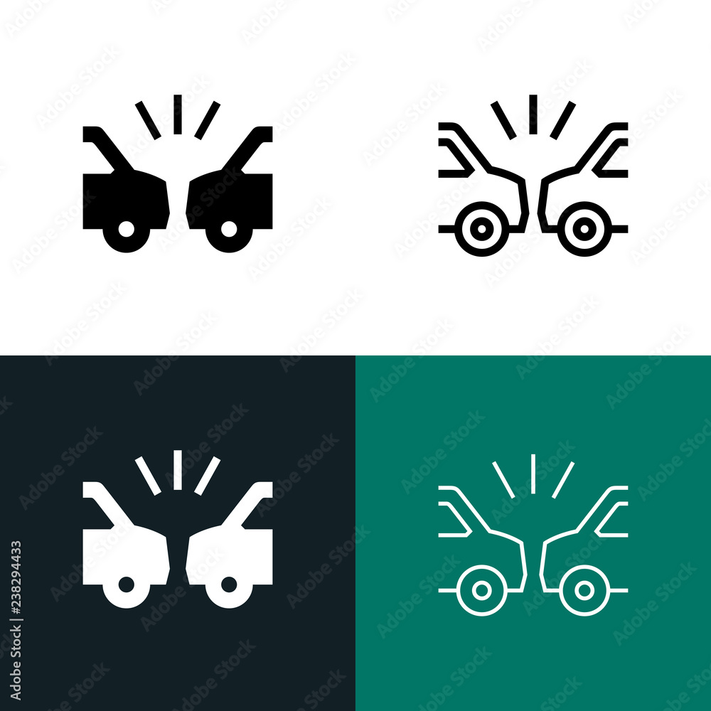 Car Accident Icon Set Stock Vector | Adobe Stock
