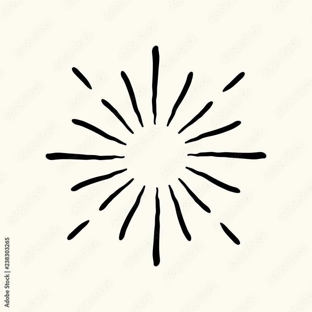 Vector hand drawn geometric radial line sunburst, the rays of the sun ...