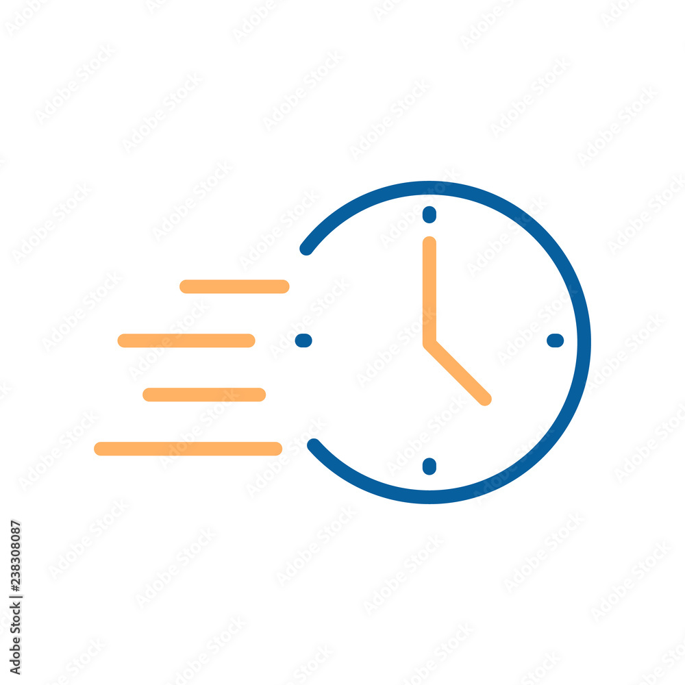 Trendy thin line fast clock icon. Vector illustration for concepts of ...