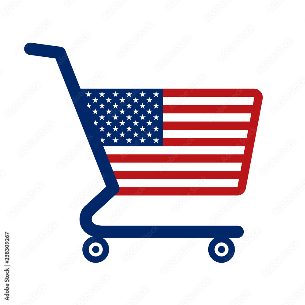 USA flag shopping cart icon Stock Vector | Adobe Stock