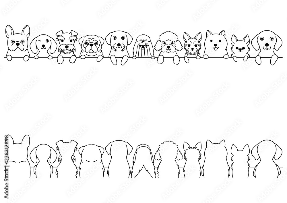 dogs border set, small dogs, front side and back side Stock Vector ...