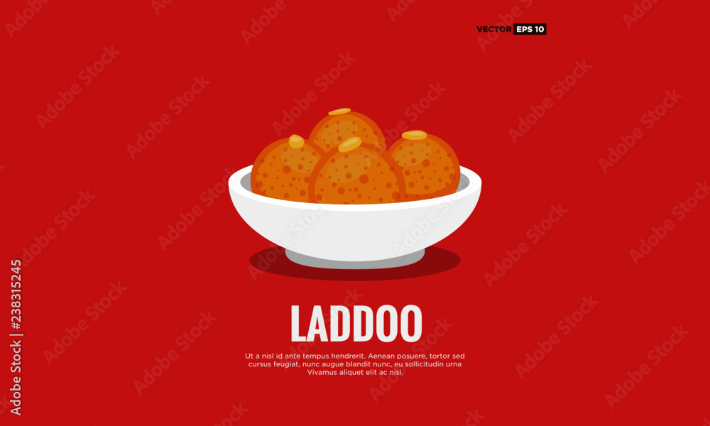 Laddoo Indian Sweet Dessert Vector Illustration Stock Vector | Adobe Stock