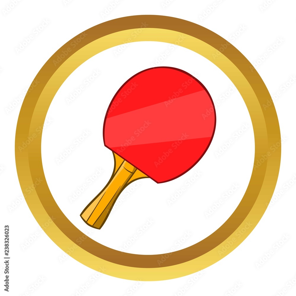 Table tennis racket vector icon in golden circle, cartoon style ...