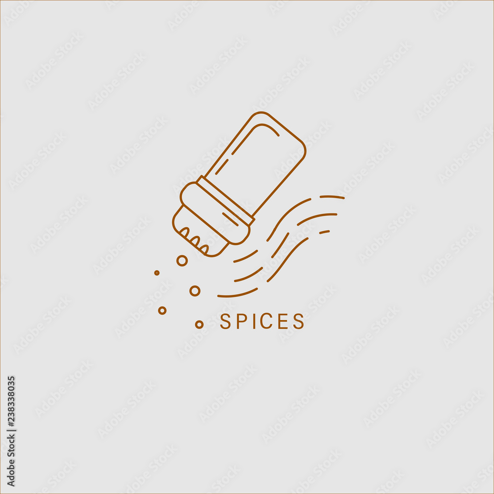 Vector icon and logo for spices and herbs. Editable outline stroke size ...
