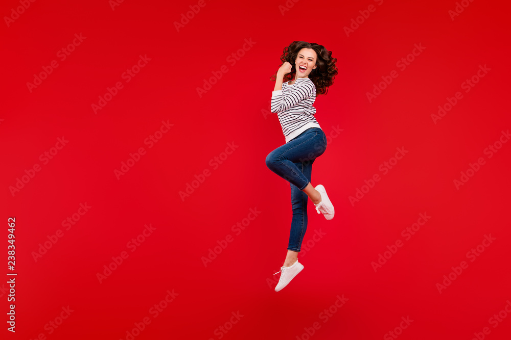 Full length size body photo of fly high attractive beautiful her girl ...