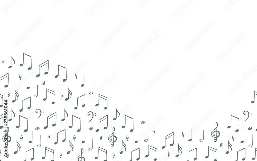 Music notes background. Banner template. Melody symbol. Black and wite ...