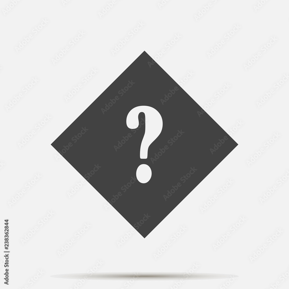 Vector icon question mark in a rhombus. Punctuation mark symbol on gray ...