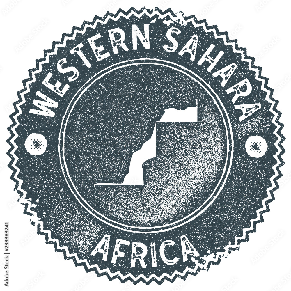 Western Sahara map vintage stamp. Retro style handmade label, badge or ...