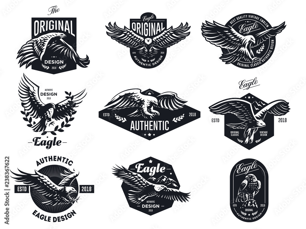 Set of vector eagles. Stock Vector | Adobe Stock