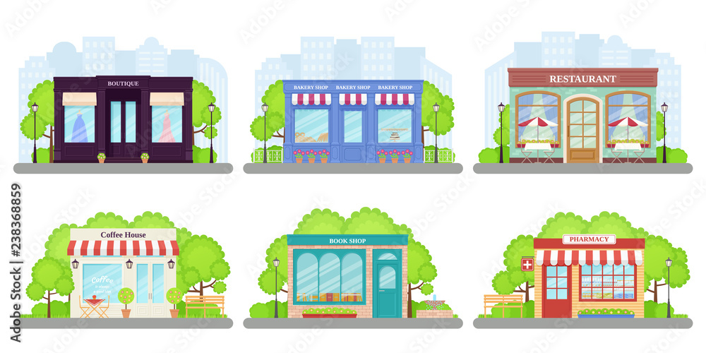 Shop, store front. Vector. Storefront boutique, cafe, restaurant ...