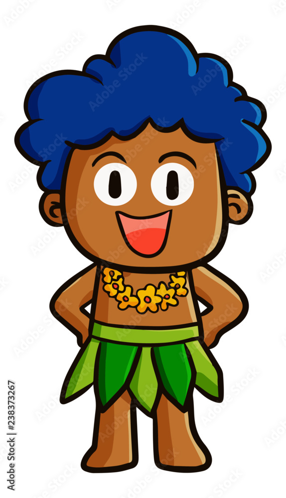 Cute and funny Hawaiian man standing and laughing happily - vector ...