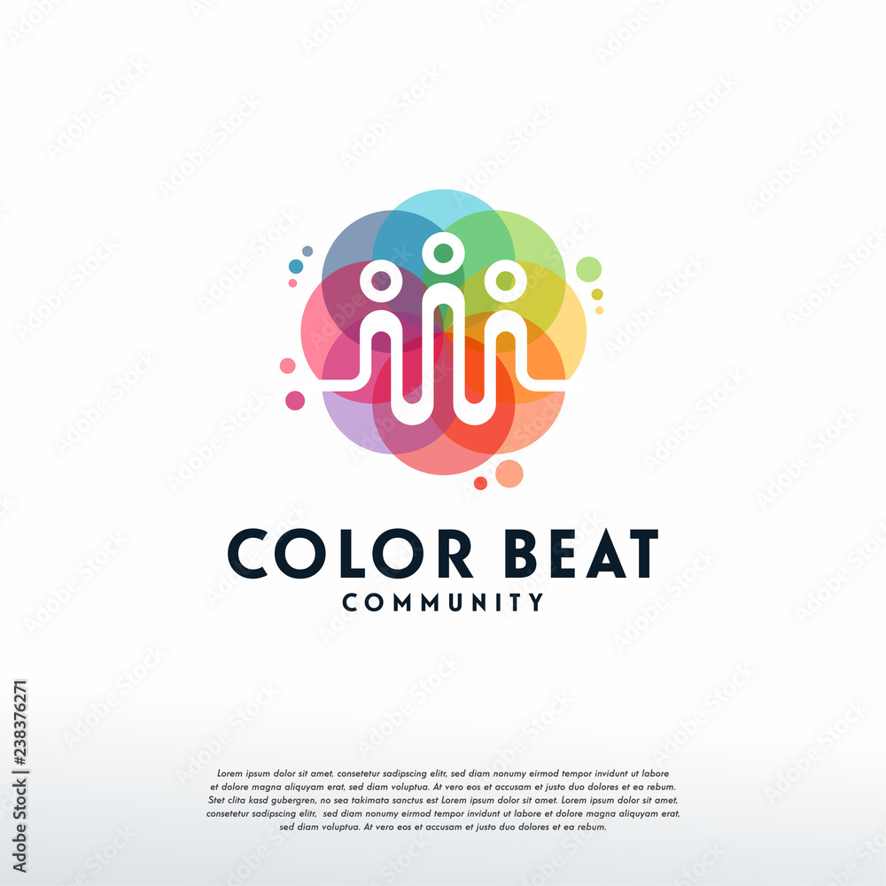 Colorful People Beat logo vector, Community logo designs template ...