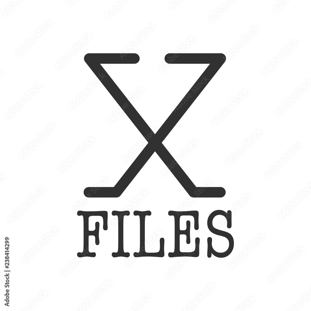 illustration of Geometric X files icon with inexplicable and mysterious ...