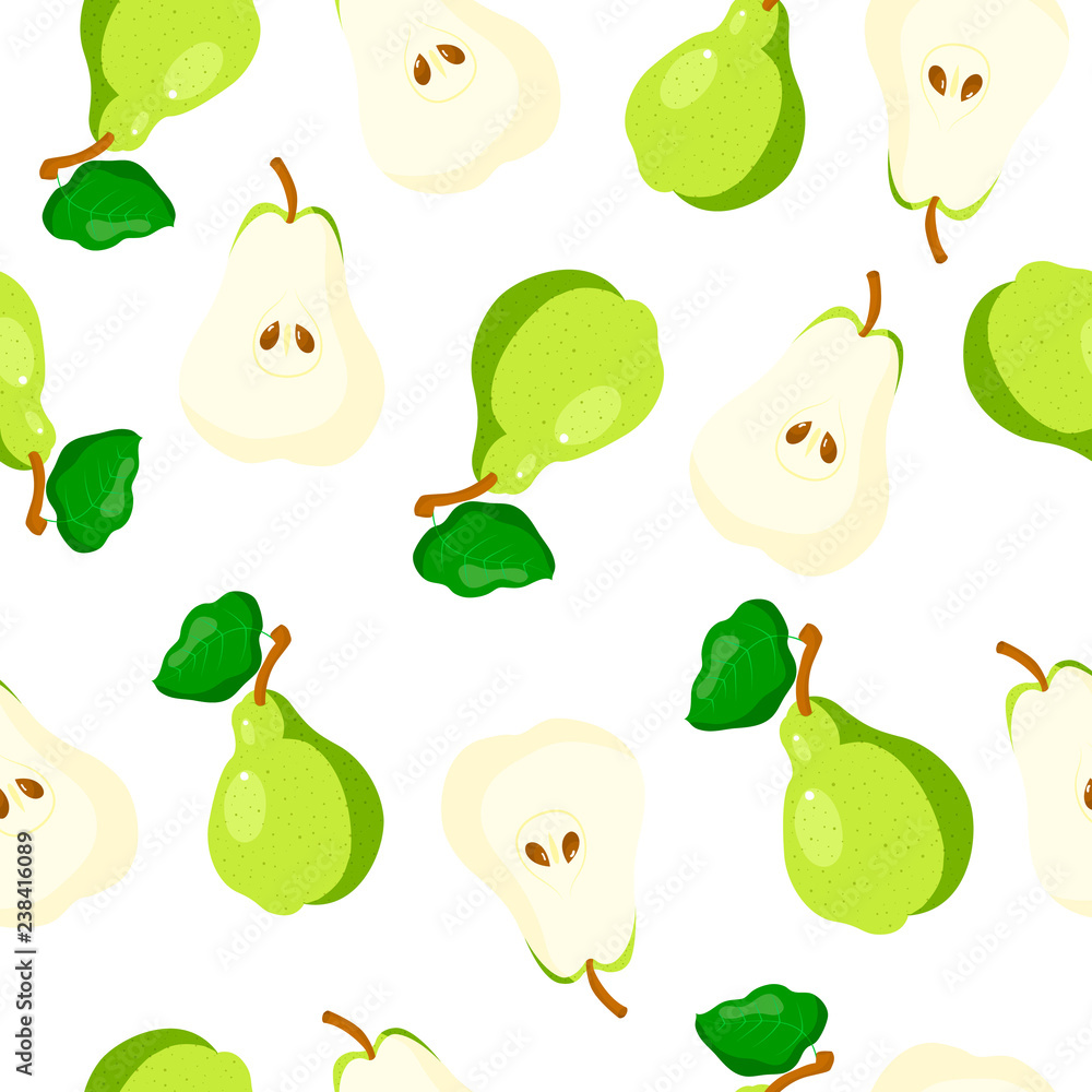 Seamlesss pattern with hand drawn cartoon style pears. Stock Vector ...